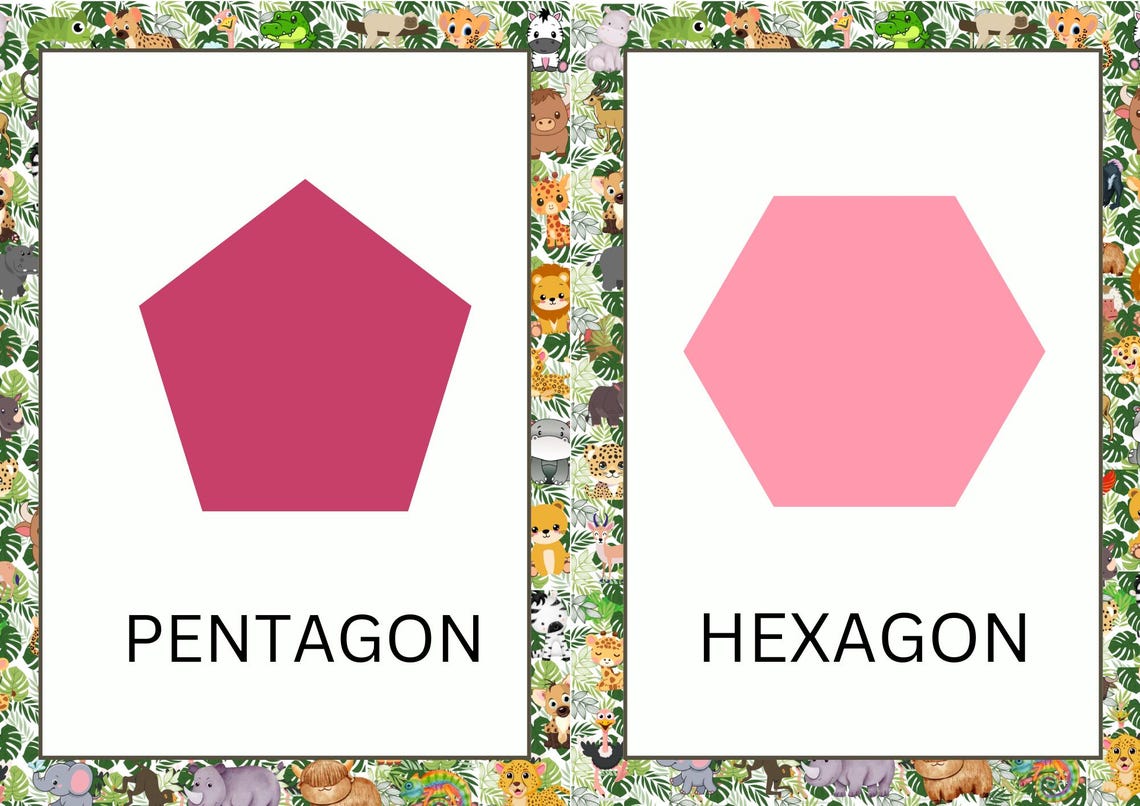 Printable Safari Theme Flashcards – 18 Colors & 16 Shapes – Classroom ...