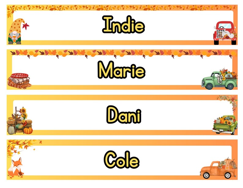 Editable Fall Name Tags, Classroom Decor (digital Download) - Etsy