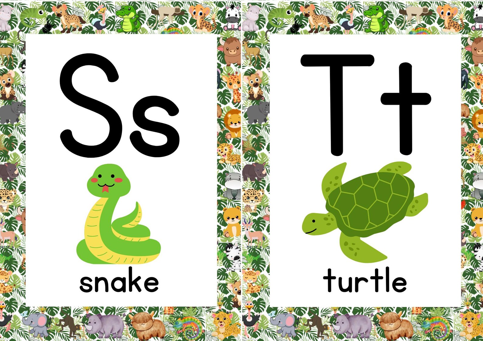 Printable Safari ABC Set – A-Z Large & Small Letters – Classroom ...