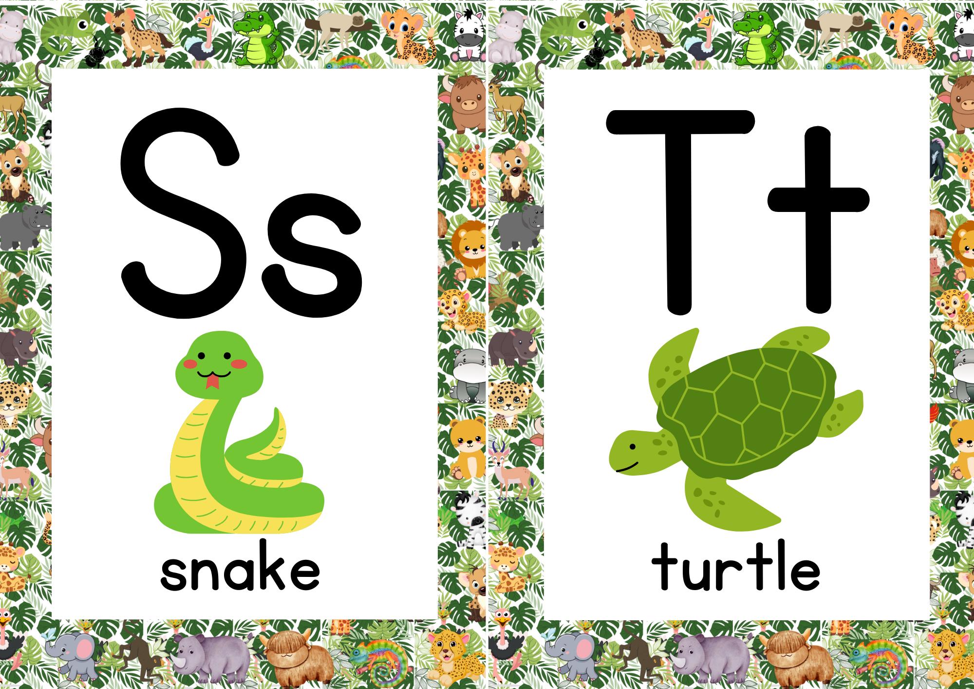 Printable Safari ABC Set – A-Z Large & Small Letters – Classroom ...