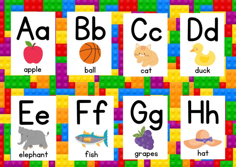 Block Alphabet Letters, Alphabet Cards, Printable Block Alphabet ...
