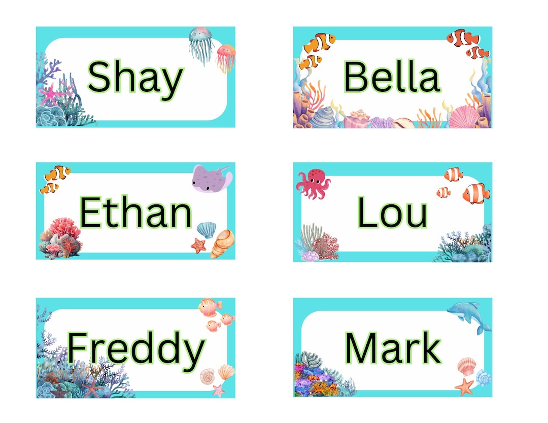 Editable Ocean Name Tags, Sea Creature Classroom Labels (printable) - Etsy