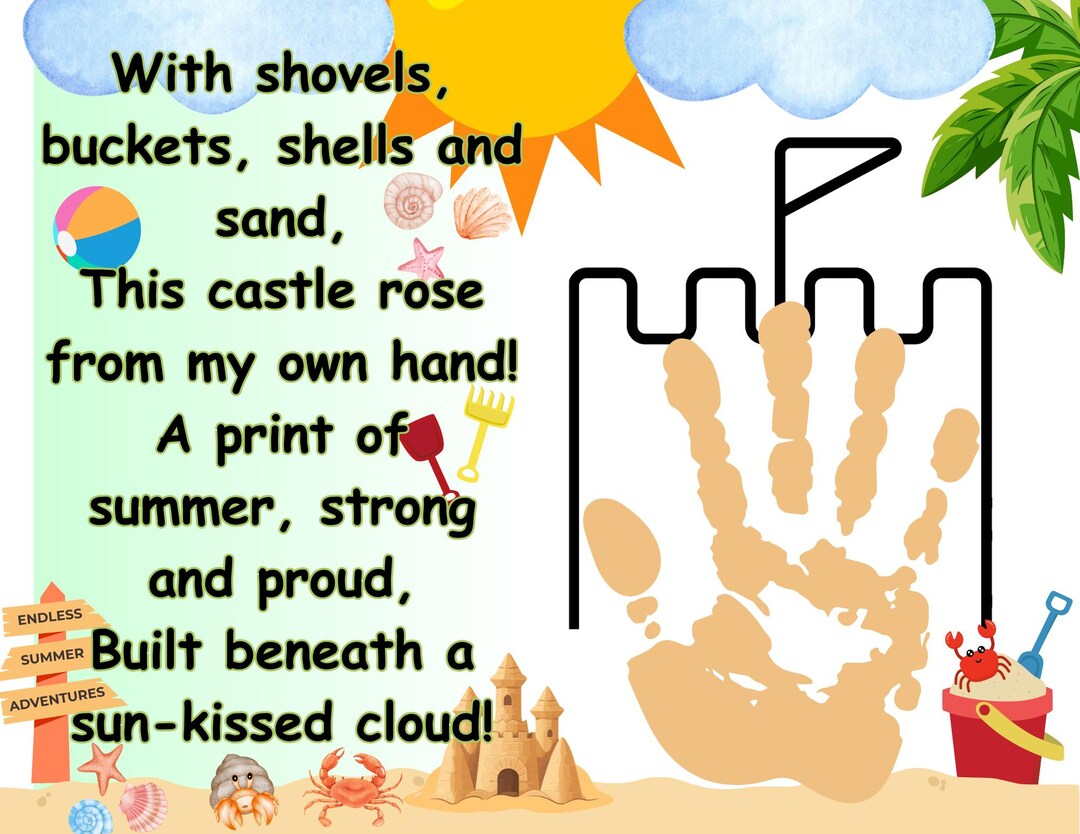 Sandcastle Handprint Poem Craft – Summer Keepsake (digital Download) - Etsy