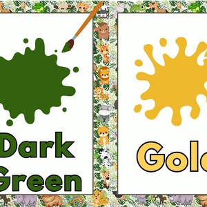 Printable Safari Theme Flashcards – 18 Colors & 16 Shapes – Classroom ...