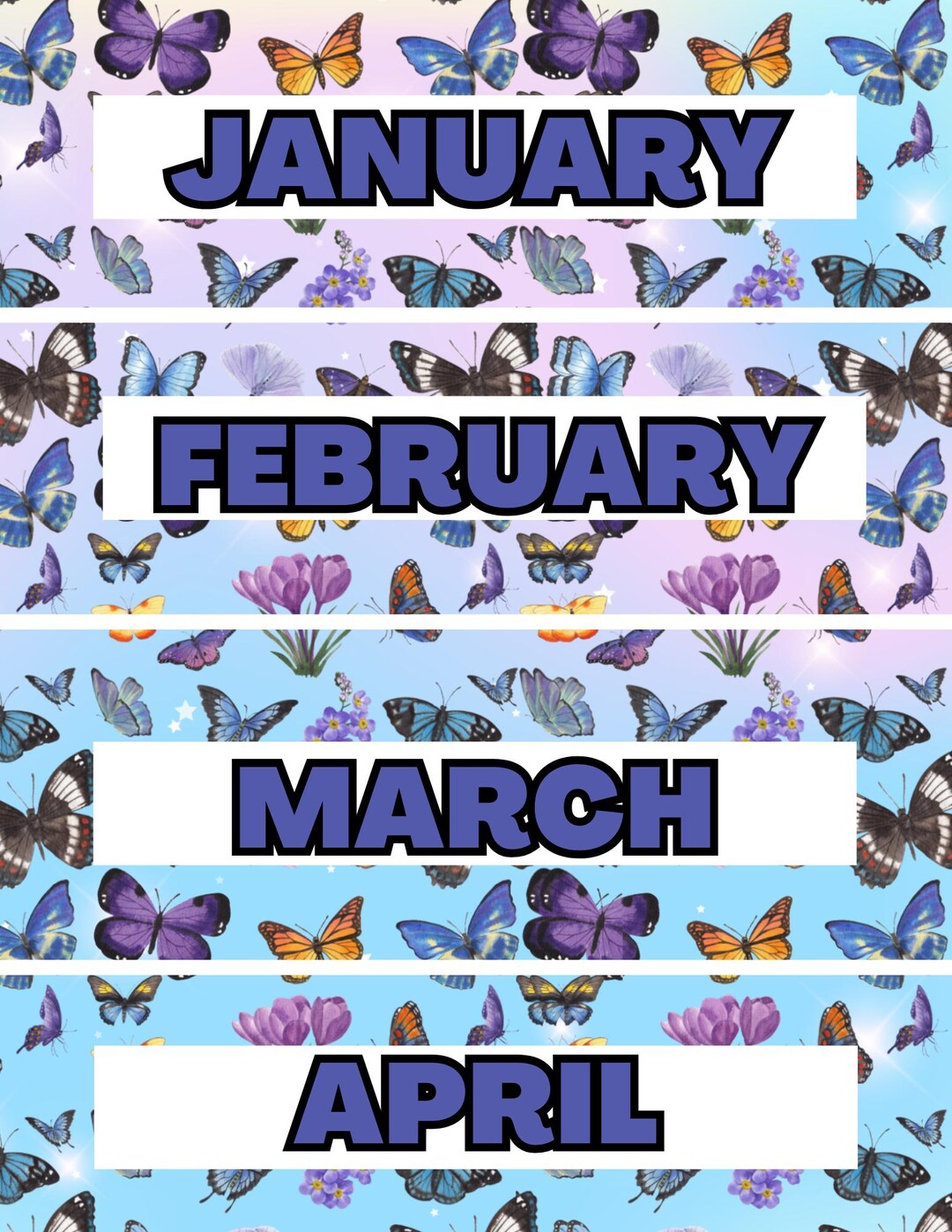 Butterfly Calendar Set – Printable Preschool Classroom Decor (digital ...