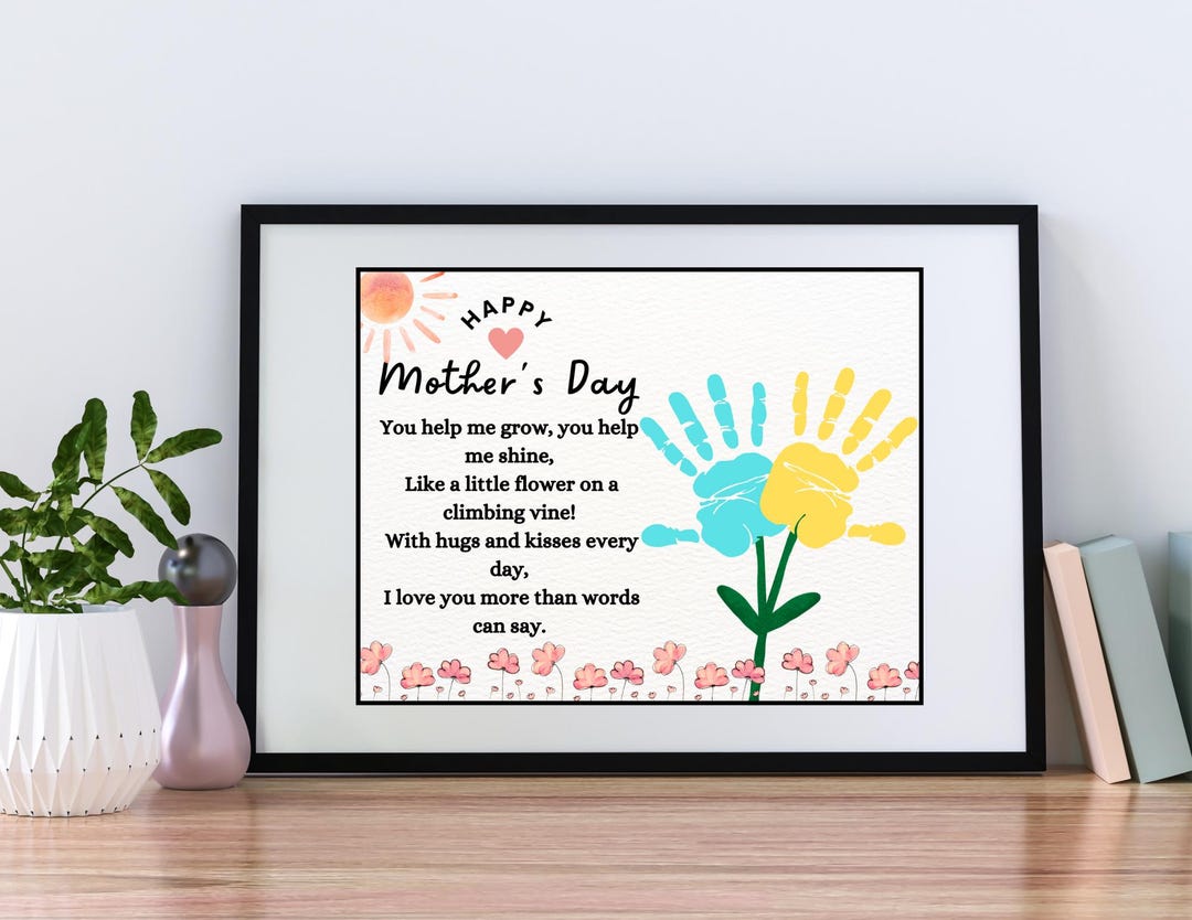 Mother’s Day Handprint Flowers Card With Poem + Free Coloring ...