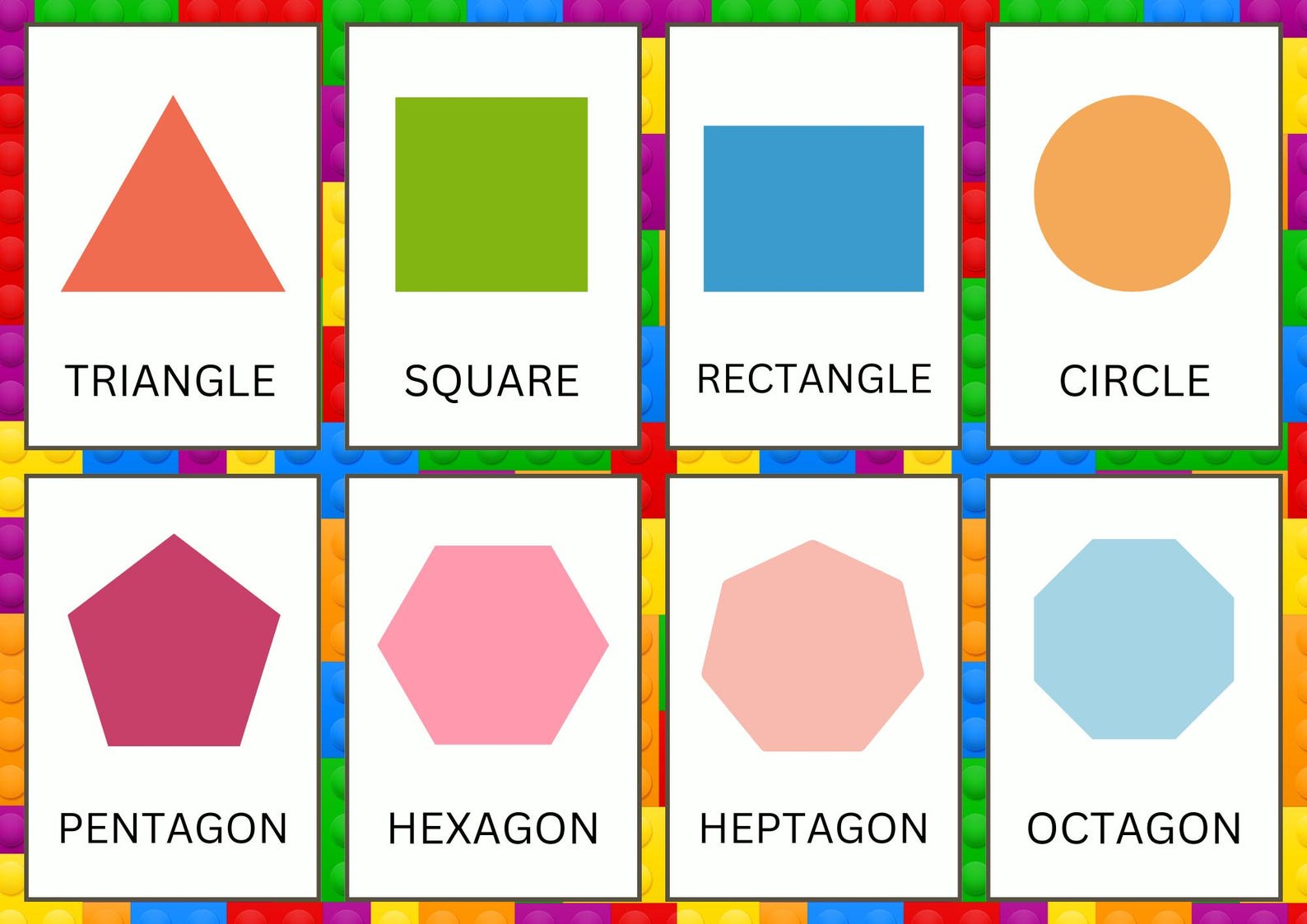 Printable Block Shape Flashcards , 20 Shapes, Classroom Learning ...