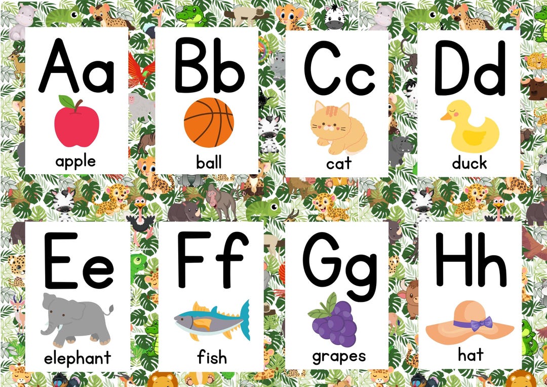Printable Safari ABC Set – A-Z Large & Small Letters – Classroom ...