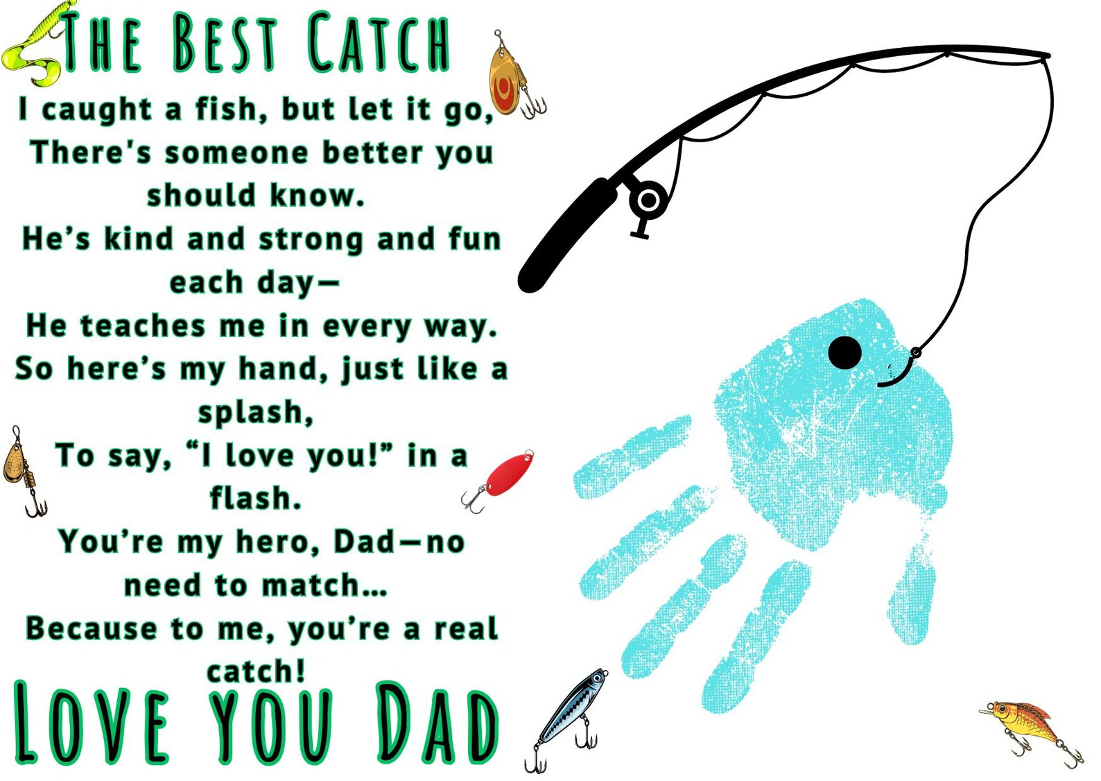 Father’s Day Handprint Craft –you’re a Reel Catch, Fathers Day Gift ...
