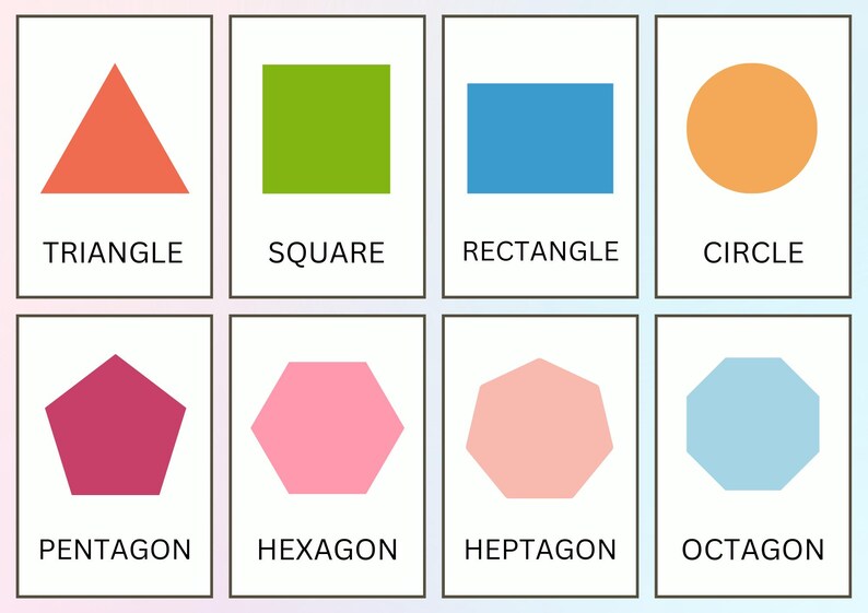 Pastel Color & Shape Flashcards: Classroom Decor (digital Download) - Etsy