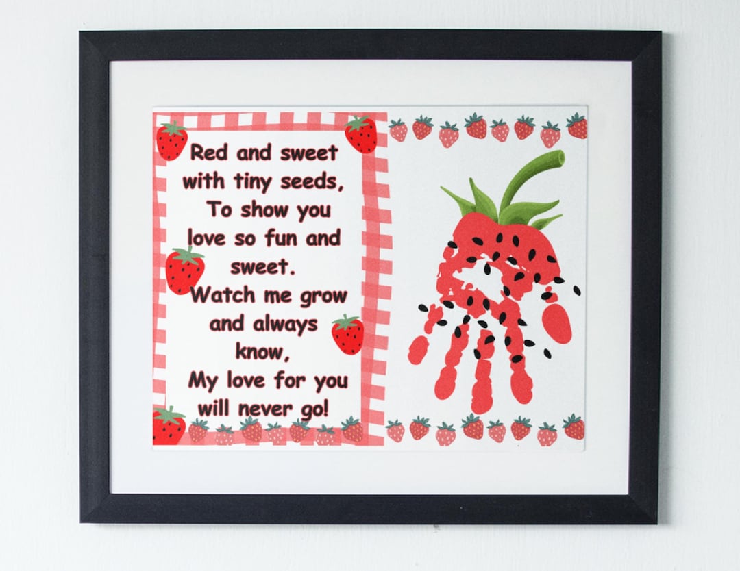 Strawberry Handprint Art, Summer Keepsake (printable PDF) - Etsy