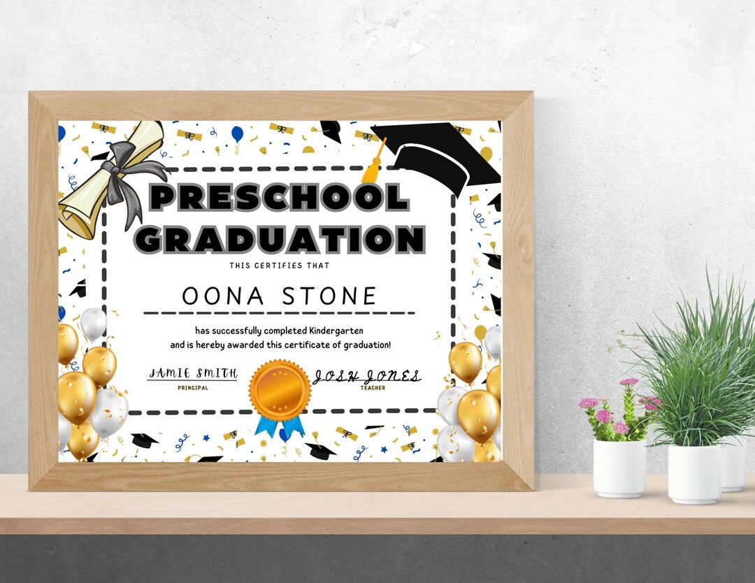 Preschool Graduation Printable Set, Editable Graduation Certificate ...