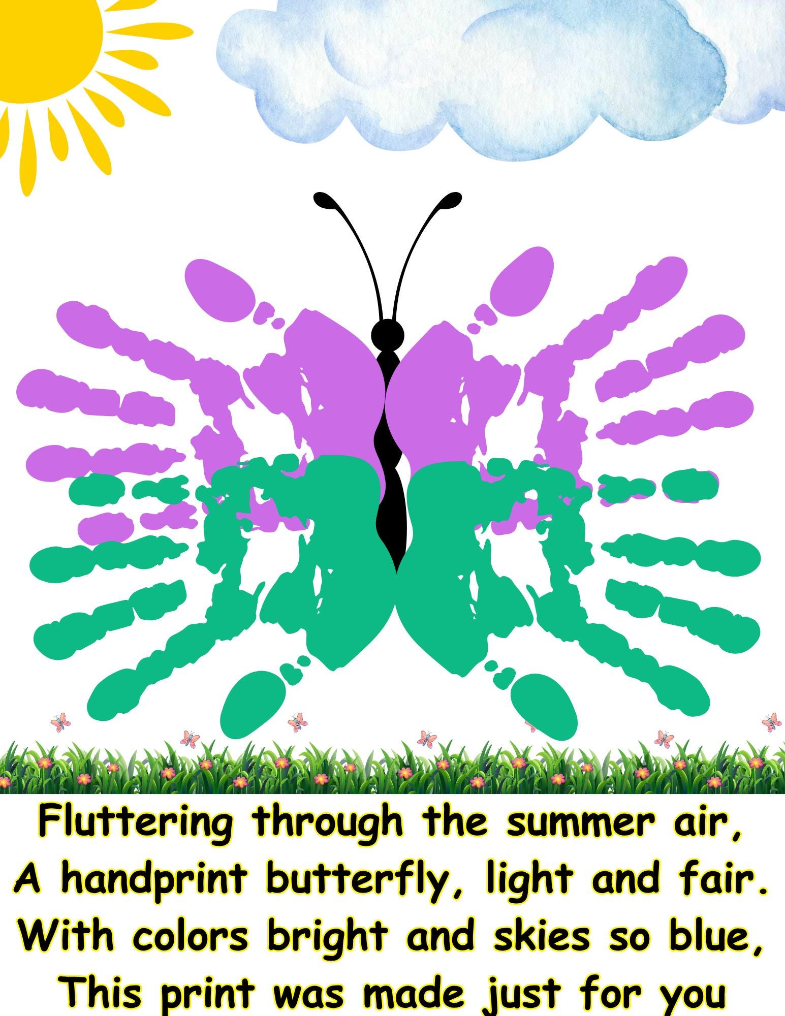 Butterfly Handprint Poem Craft – Printable Keepsake, Butterfly Crafts ...