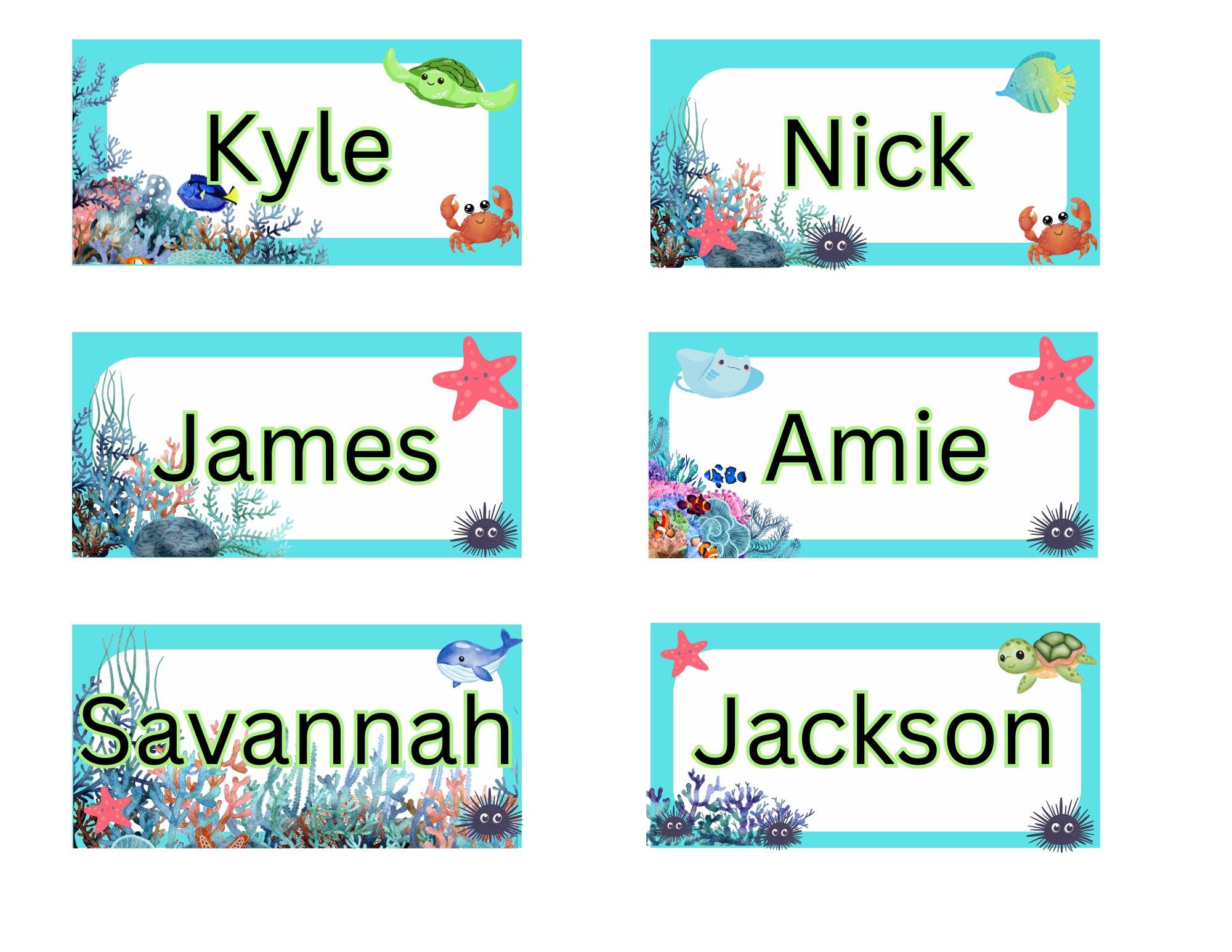 Editable Ocean Name Tags, Sea Creature Classroom Labels (printable ...