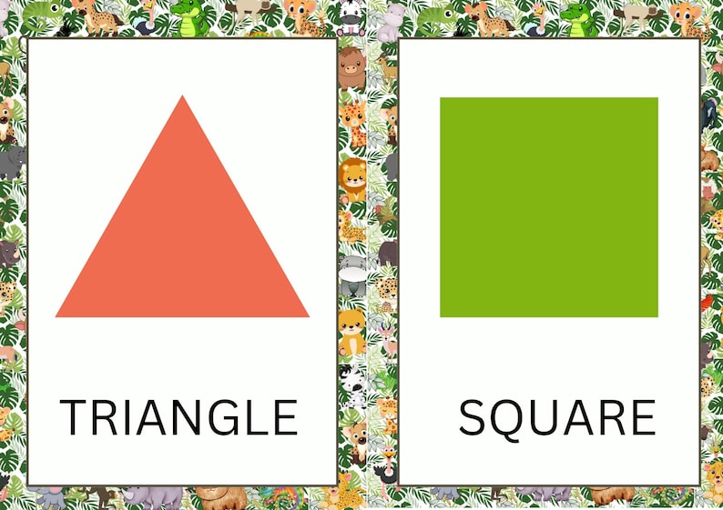 Printable Safari Theme Flashcards – 18 Colors & 16 Shapes – Classroom ...