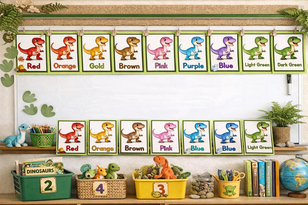 Dinosaur Colors Flashcards Printable | Preschool Color Cards | Dino ...