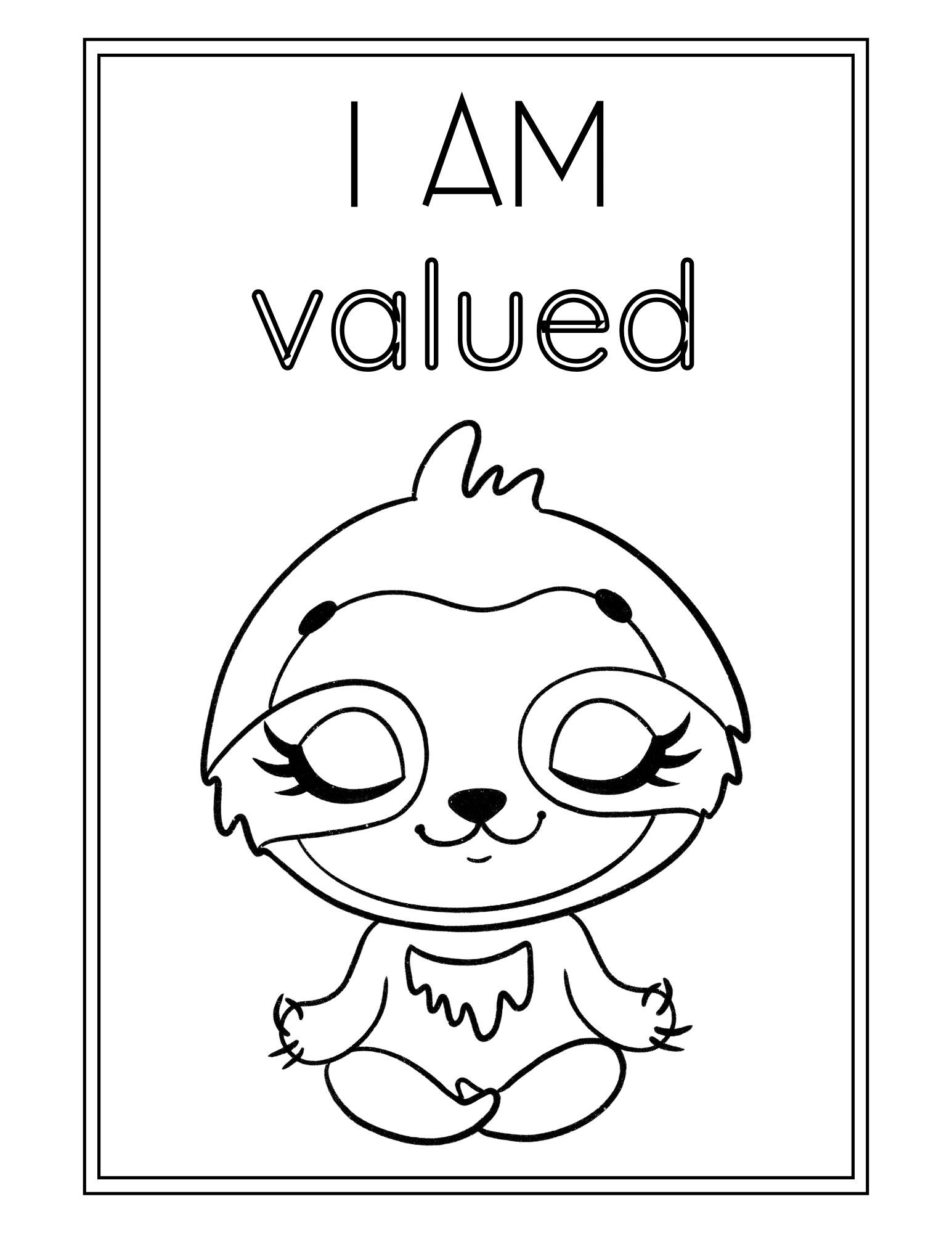 I Am Affirmation Coloring Pages With Calming Animals – 13 Printable ...