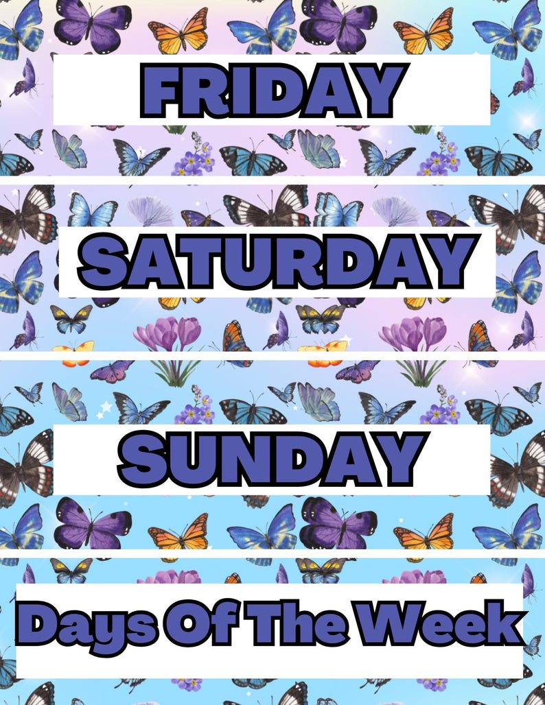 Butterfly Calendar Set – Printable Preschool Classroom Decor (digital ...