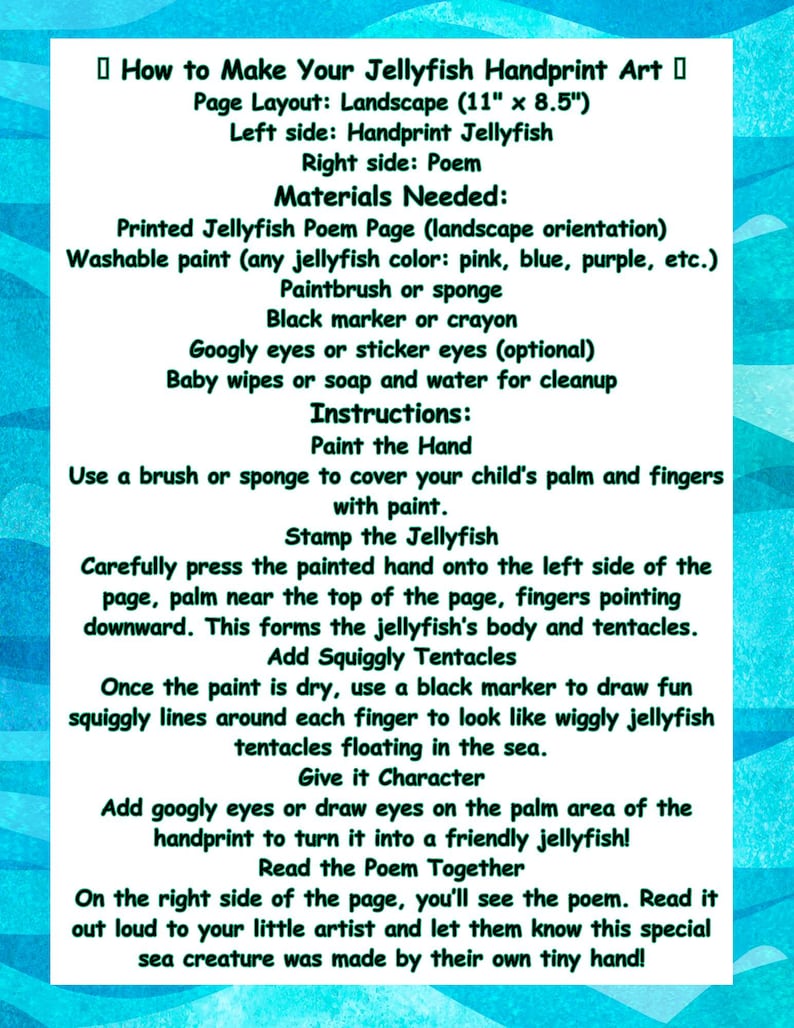 Jellyfish Handprint Craft - Ocean Keepsake Art (printable) - Etsy