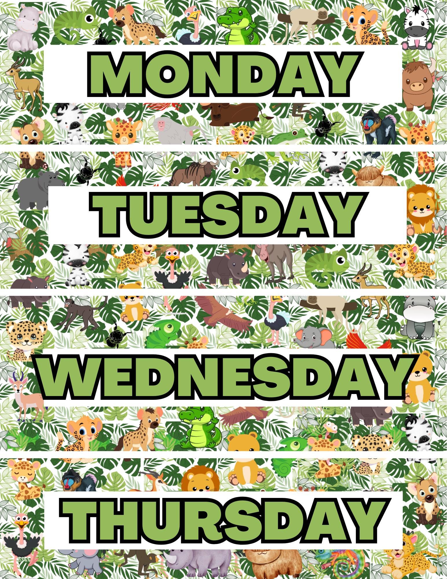 Printable Safari Calendar Set – Classroom, Homeschool (digital Download ...