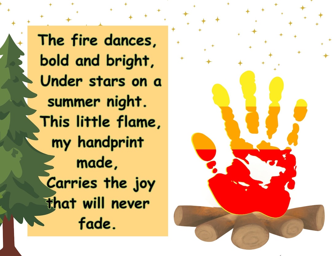 Campfire Handprint Art, Summer Keepsake Poem (printable PDF) - Etsy