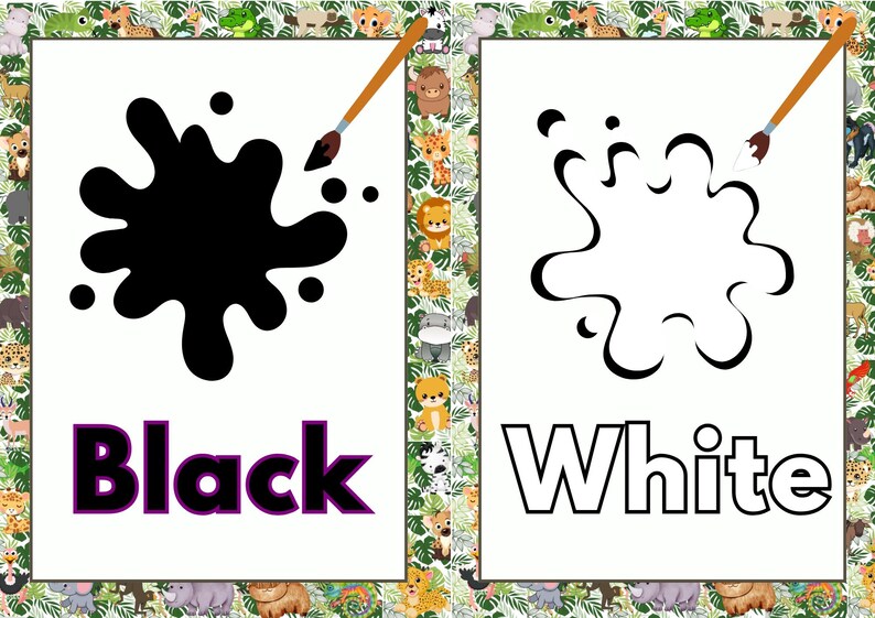 Printable Safari Theme Flashcards – 18 Colors & 16 Shapes – Classroom ...