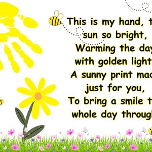 Sunny Handprint Poem Craft – Printable Keepsake With Free Coloring Page ...