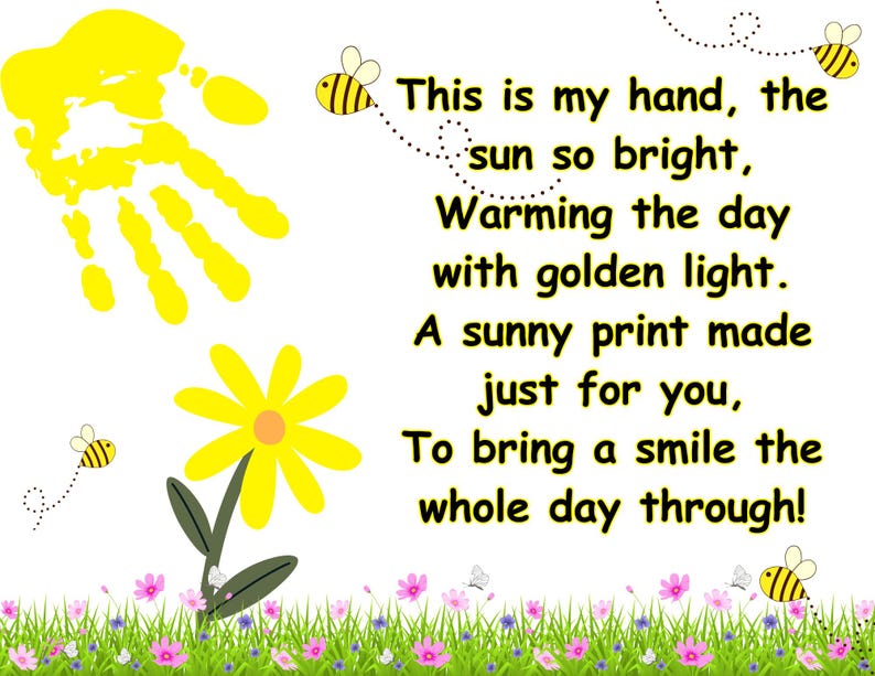 Sunny Handprint Poem Craft – Printable Keepsake With Free Coloring Page ...