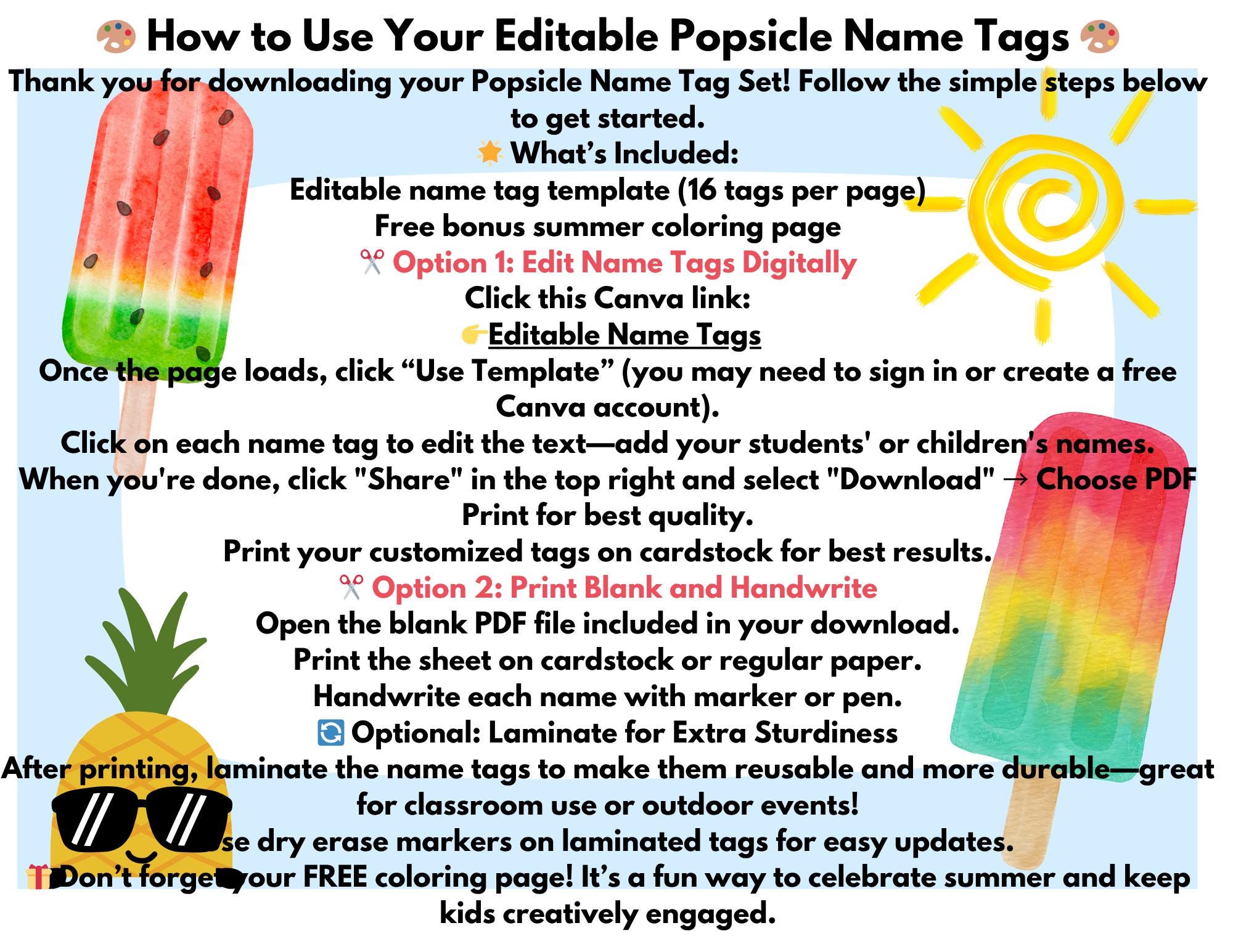 Popsicle Name Tags, Popsicle Preschool Name Tags, Popsicle Tags ...