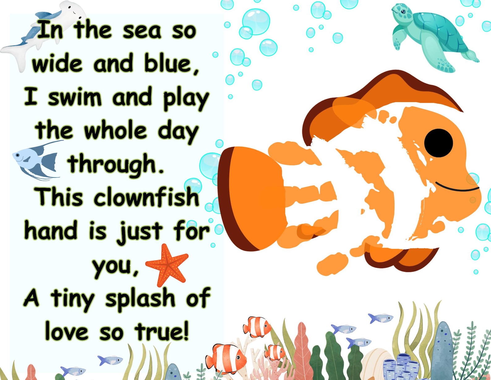 Clownfish Handprint Craft – Baby Keepsake, Baby Handprint Art, First ...