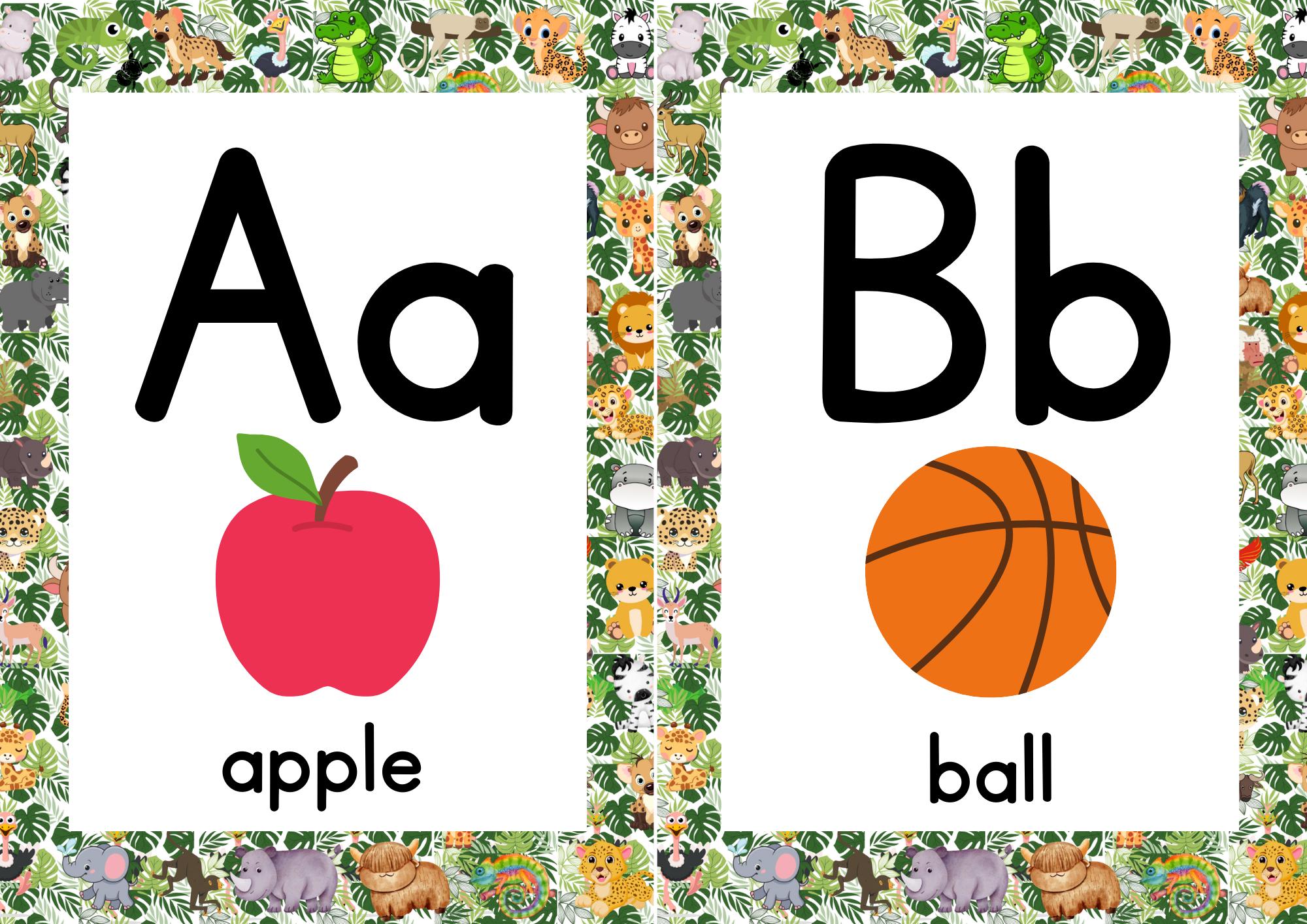 Printable Safari ABC Set – A-Z Large & Small Letters – Classroom ...