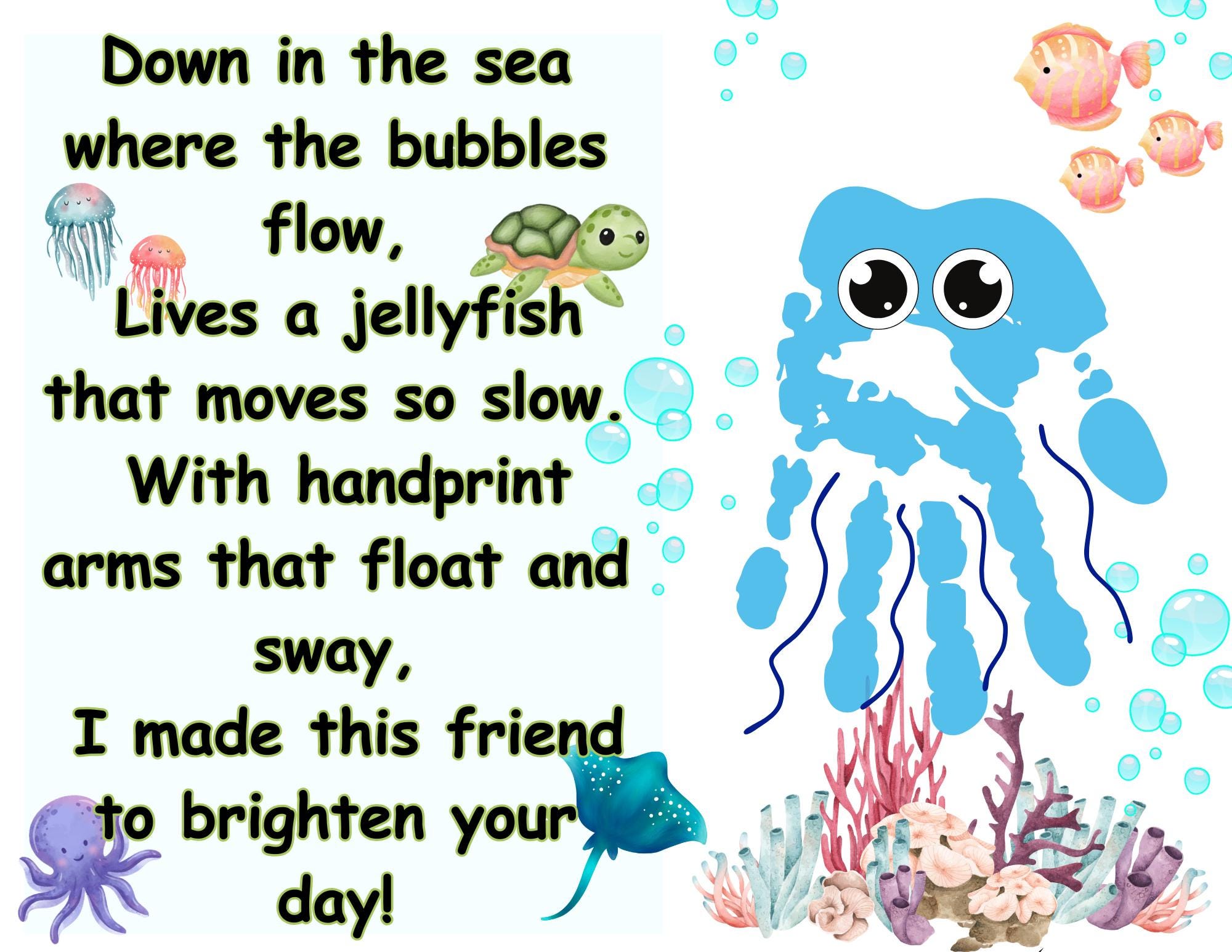 Jellyfish Handprint Craft – Baby Keepsake, Baby Handprint Art, First ...