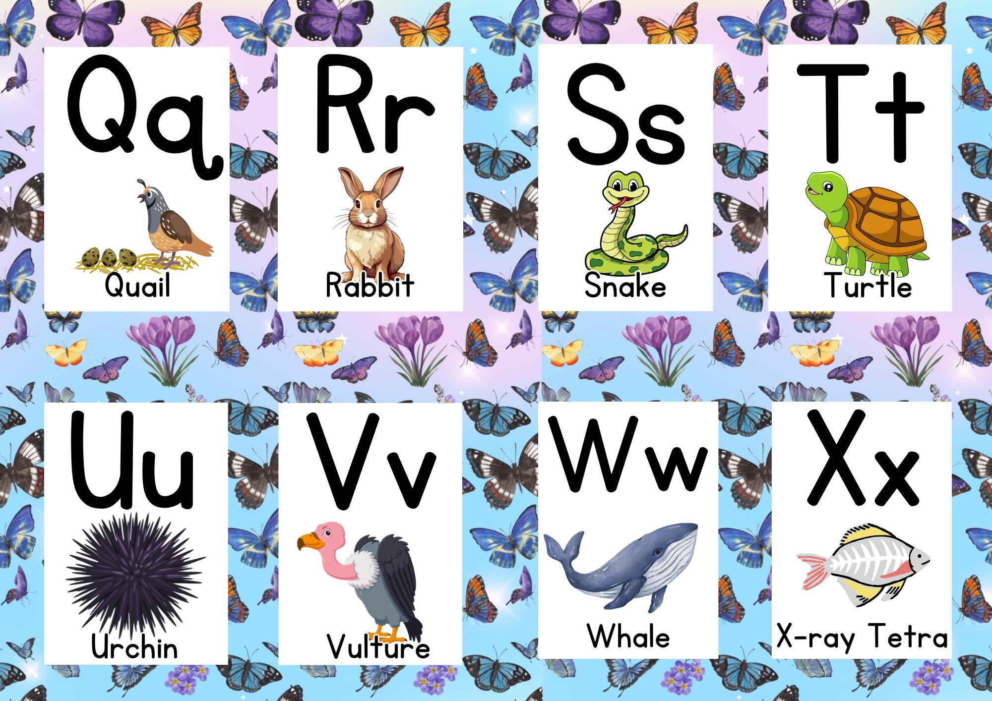 Butterfly ABC Flashcards, Animal Alphabet Cards (digital Download) - Etsy