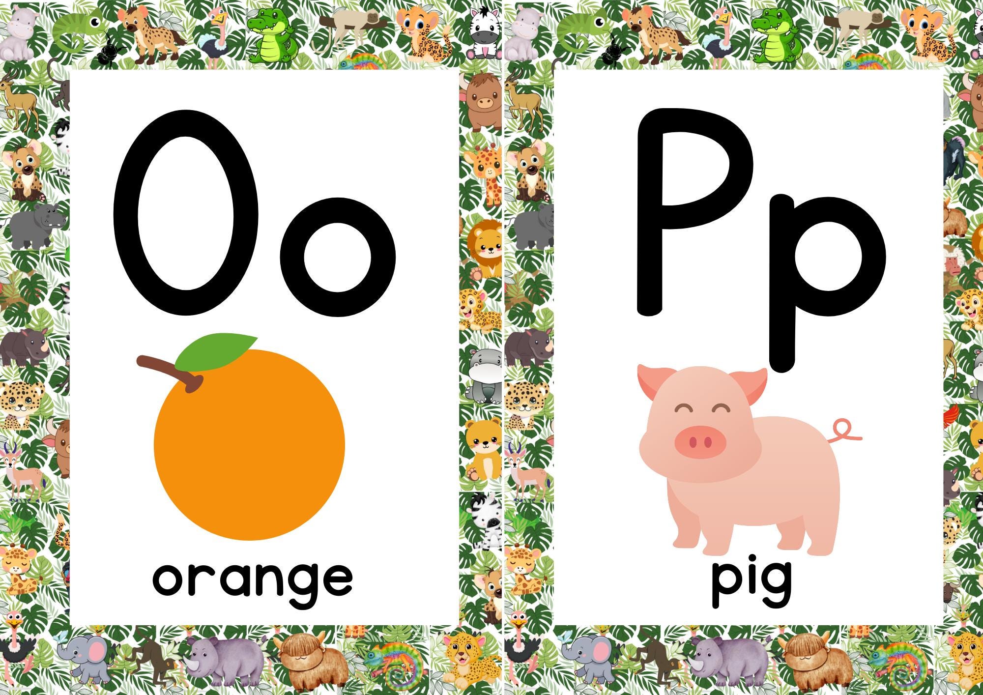 Printable Safari ABC Set – A-Z Large & Small Letters – Classroom ...