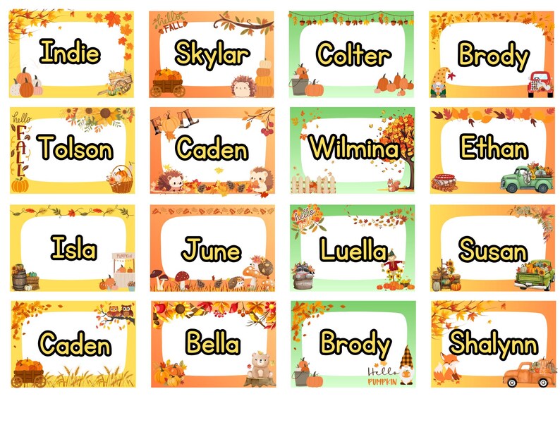 Editable Fall Name Tags, Classroom Decor (digital Download) - Etsy UK