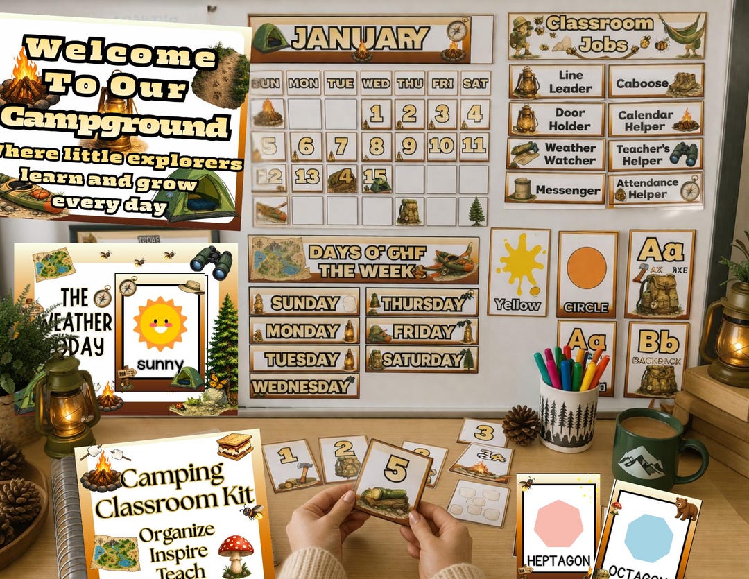 LAUNCH PRICE Camping Classroom Decor Bundle | Nature Theme Classroom ...