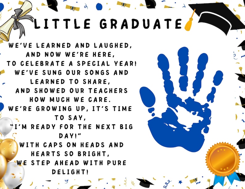 Preschool Graduation Printable Set, Handprint Poem (editable ...