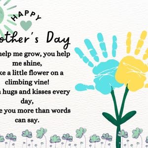 Mother’s Day Handprint Flowers Card With Poem + Free Coloring ...