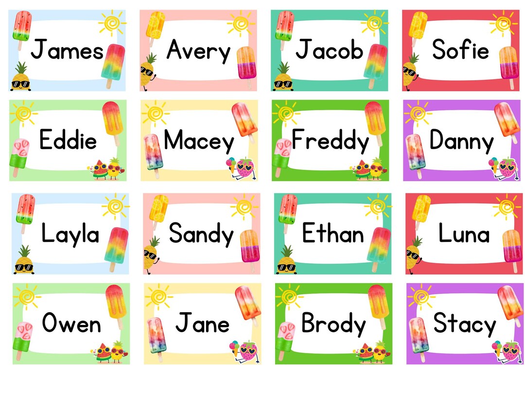 Popsicle Name Tags, Popsicle Preschool Name Tags, Popsicle Tags ...