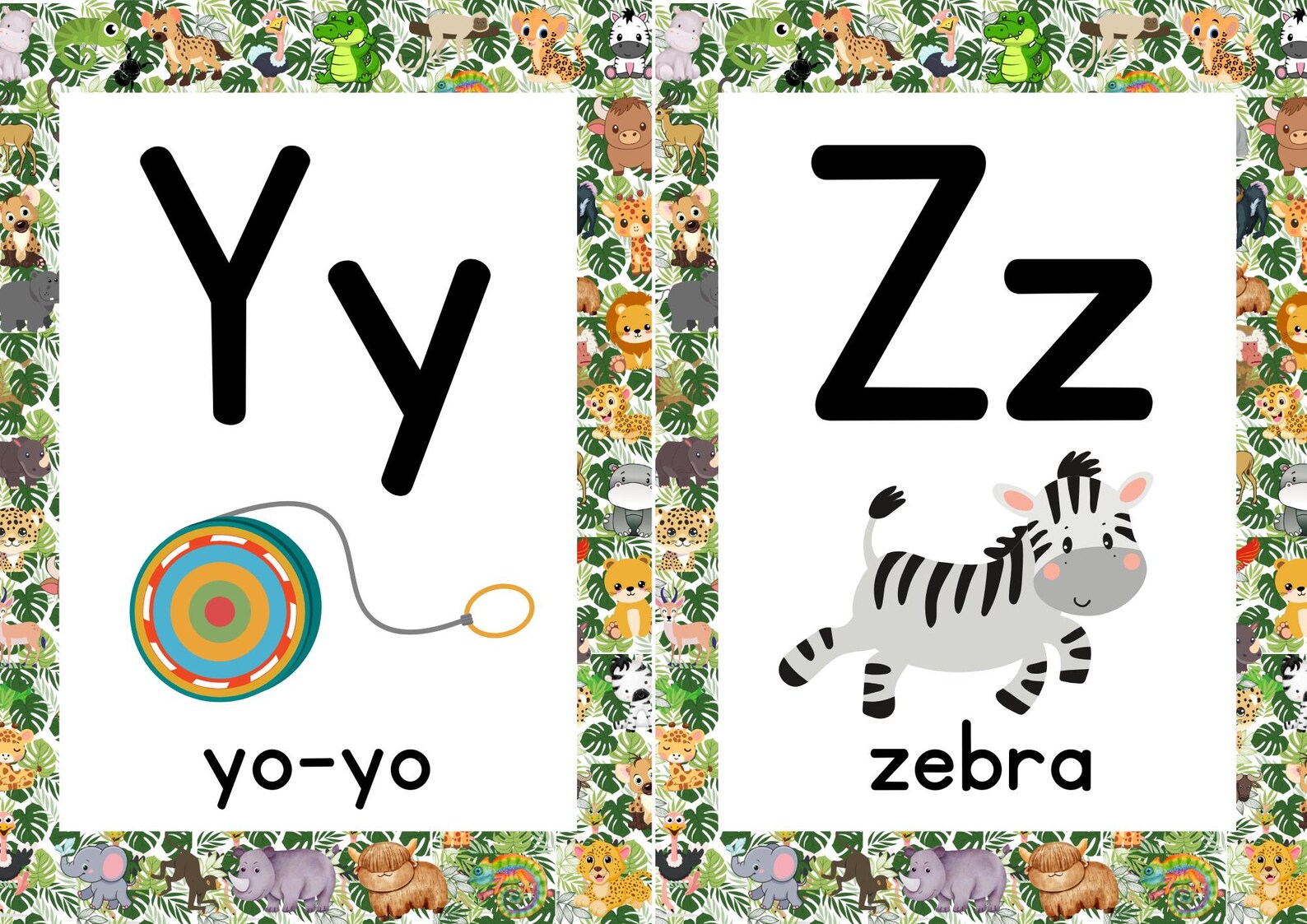 Printable Safari ABC Set – A-Z Large & Small Letters – Classroom ...