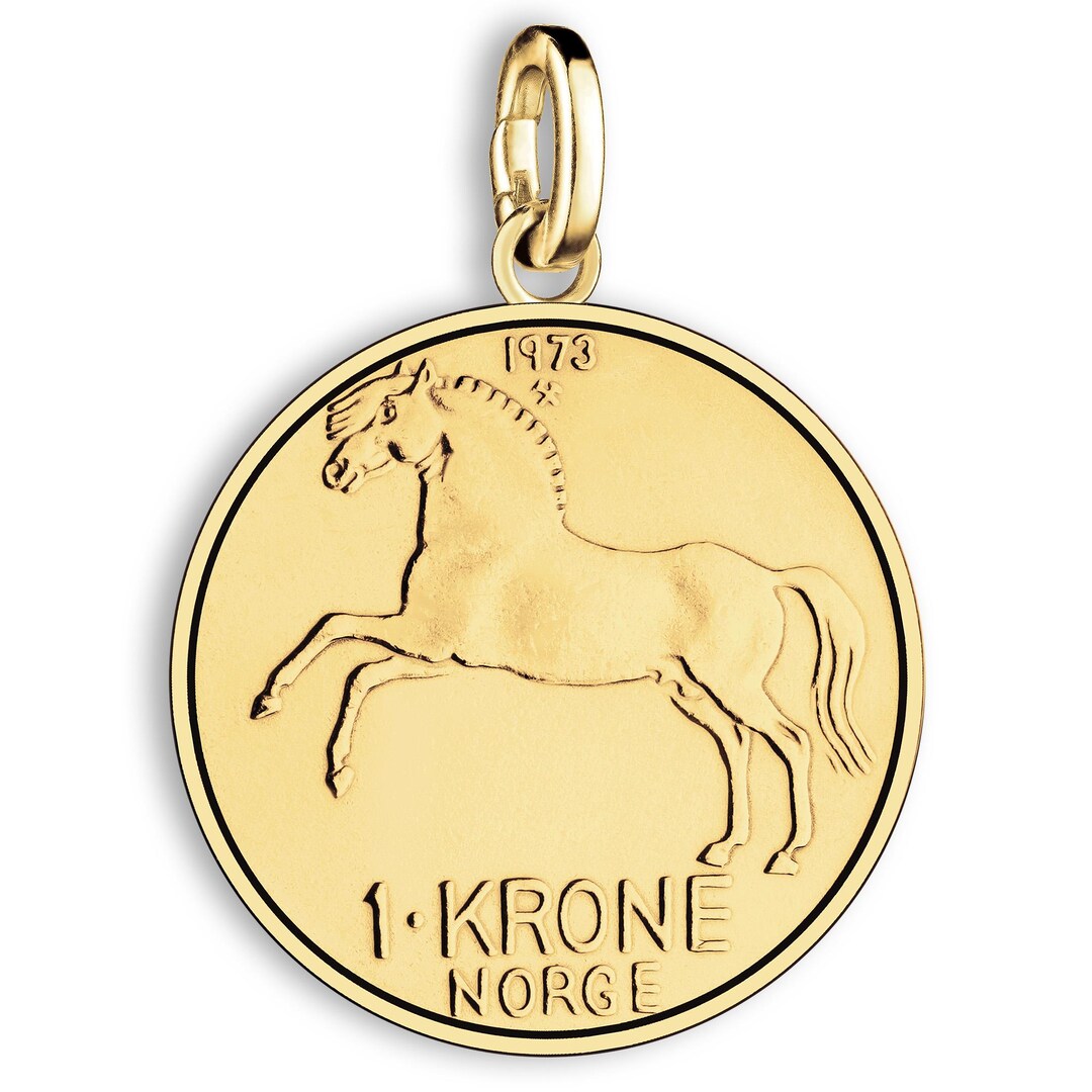 Norwegian 1 Krone Coin Charm: 925 Silver, 18k Gold Plated, 2026 Horse ...