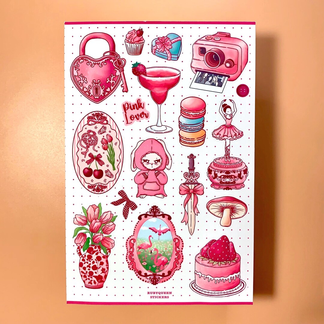 Pink Sticker Sheet – Aesthetic Pink Stickers for Journaling ...