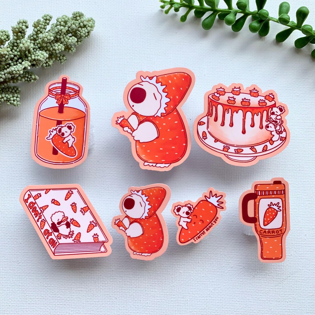 Carrot Mini Sticker Pack - Cute Stickers, Carrot Stickers, Journal ...