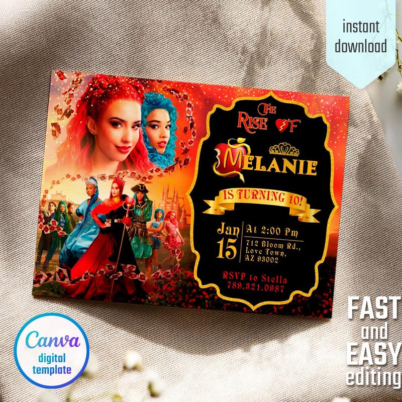 Descendants Birthday Invitation - Etsy