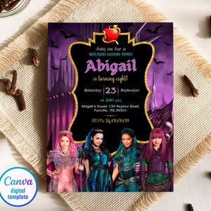 Descendants Invitation, Printable Editable Descendants Birthday Invite ...