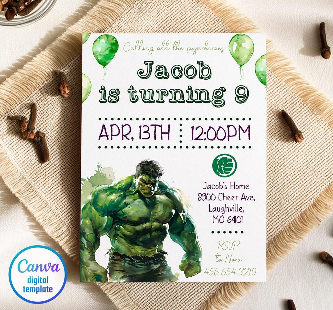 Printable Boy Birthday Invitation, Superhero Birthday Invite ...