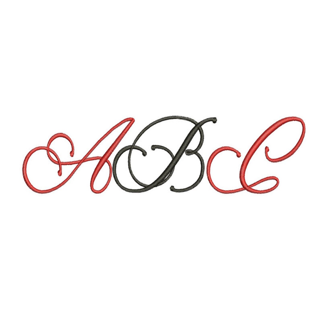 Embroidery Monogram Script Machine Embroidery Font Sizes 1.6, 3 and 3.8 ...