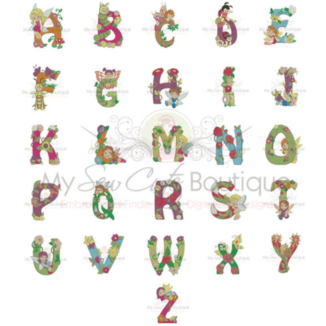 Fairy Machine Embroidery Font Monogram Alphabet Fairy - Etsy UK