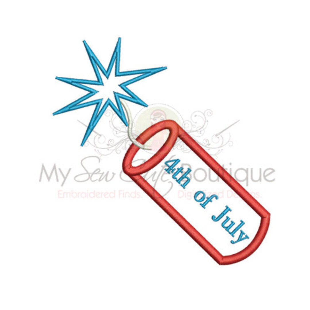 Firecracker Applique Machine Embroidery Design, July 4th Applique ...