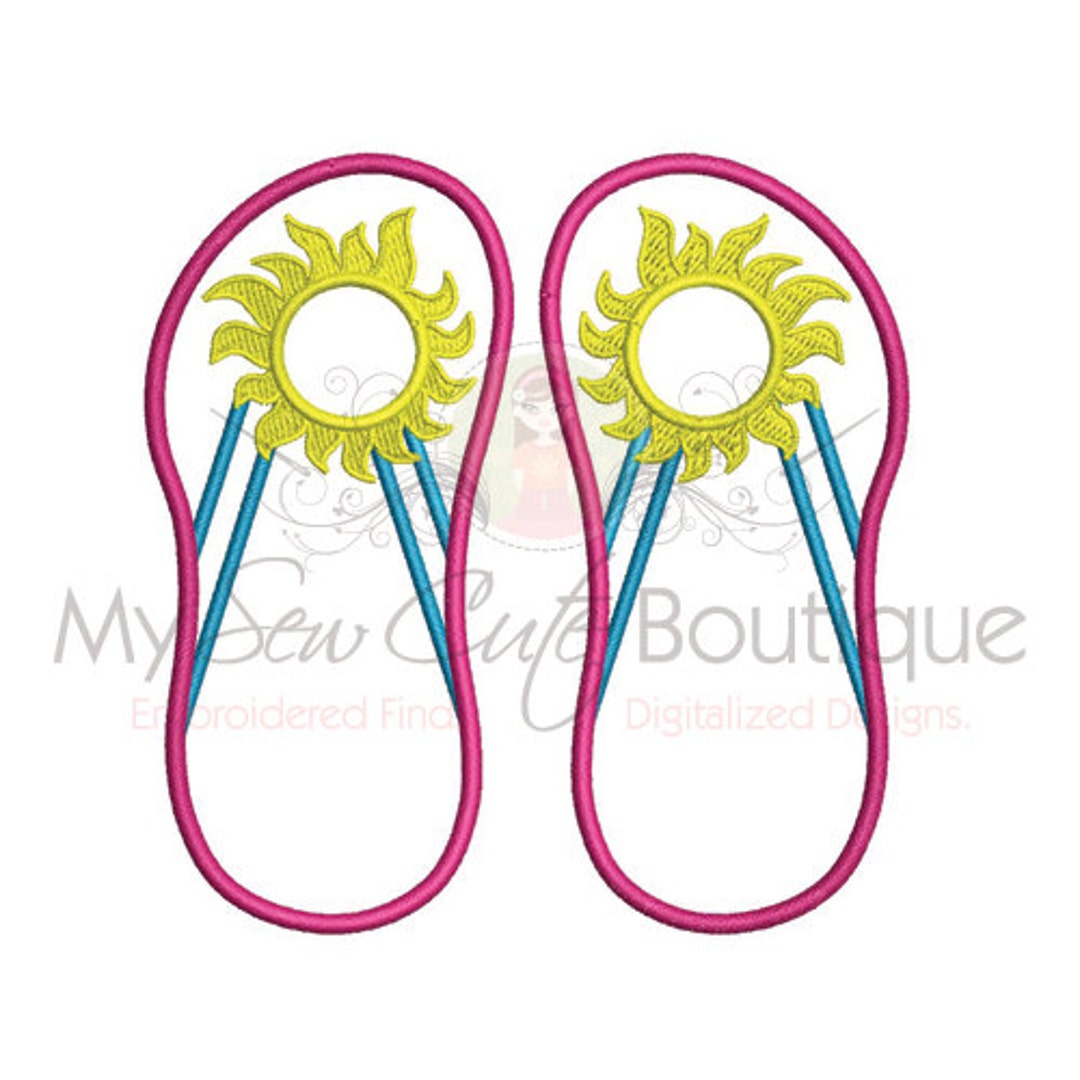 Flip Flops Applique Machine Embroidery Design, Flip Flops Applique ...